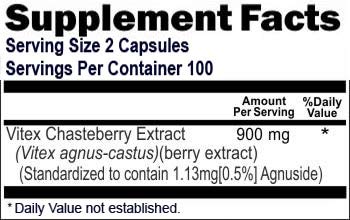 900mg maximum serving Vitex capsules
