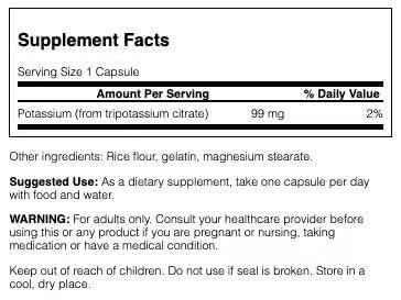 99 mg potassium citrate for muscle support