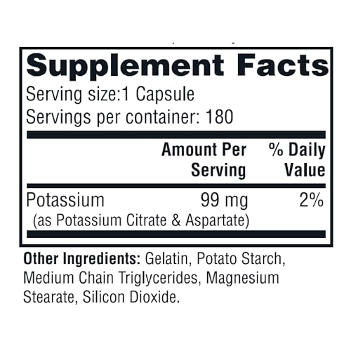 99 mg potassium for daily vitality