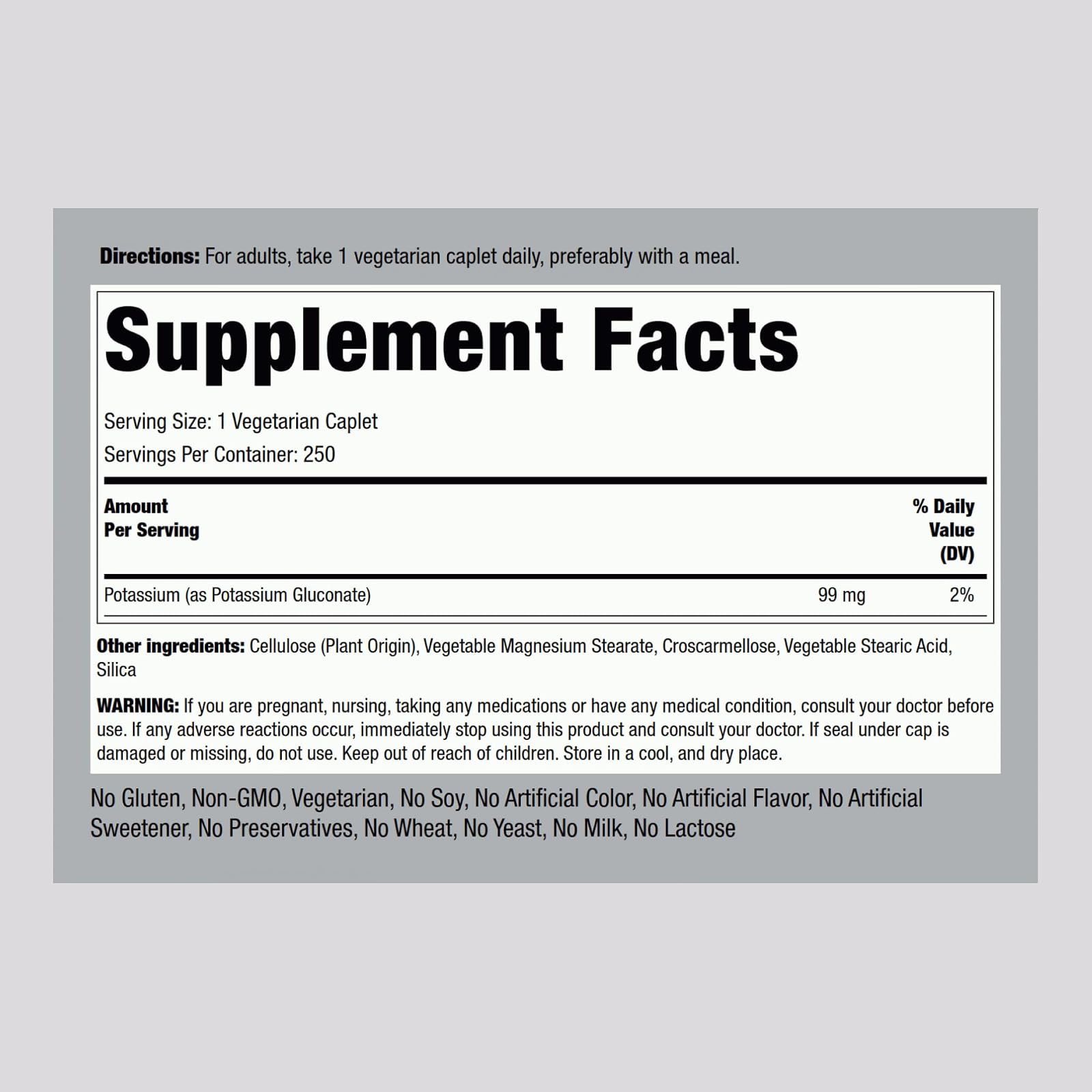 99 mg potassium supplement for health