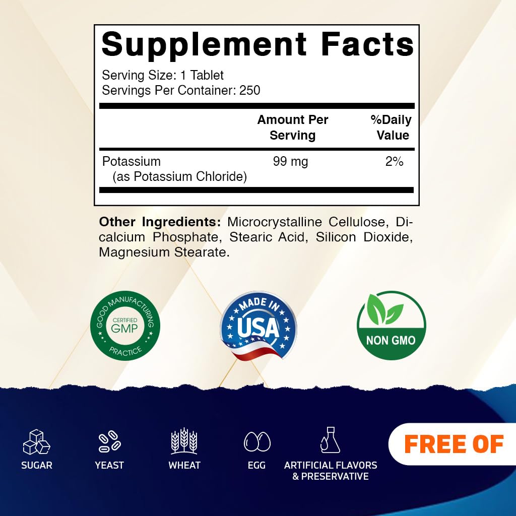 99 mg potassium supplement for health