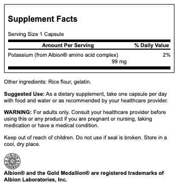 99 mg potassium supplement for muscle function