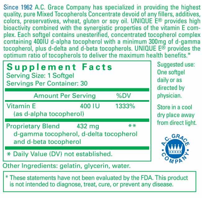 A.C. Grace vitamin e supplement