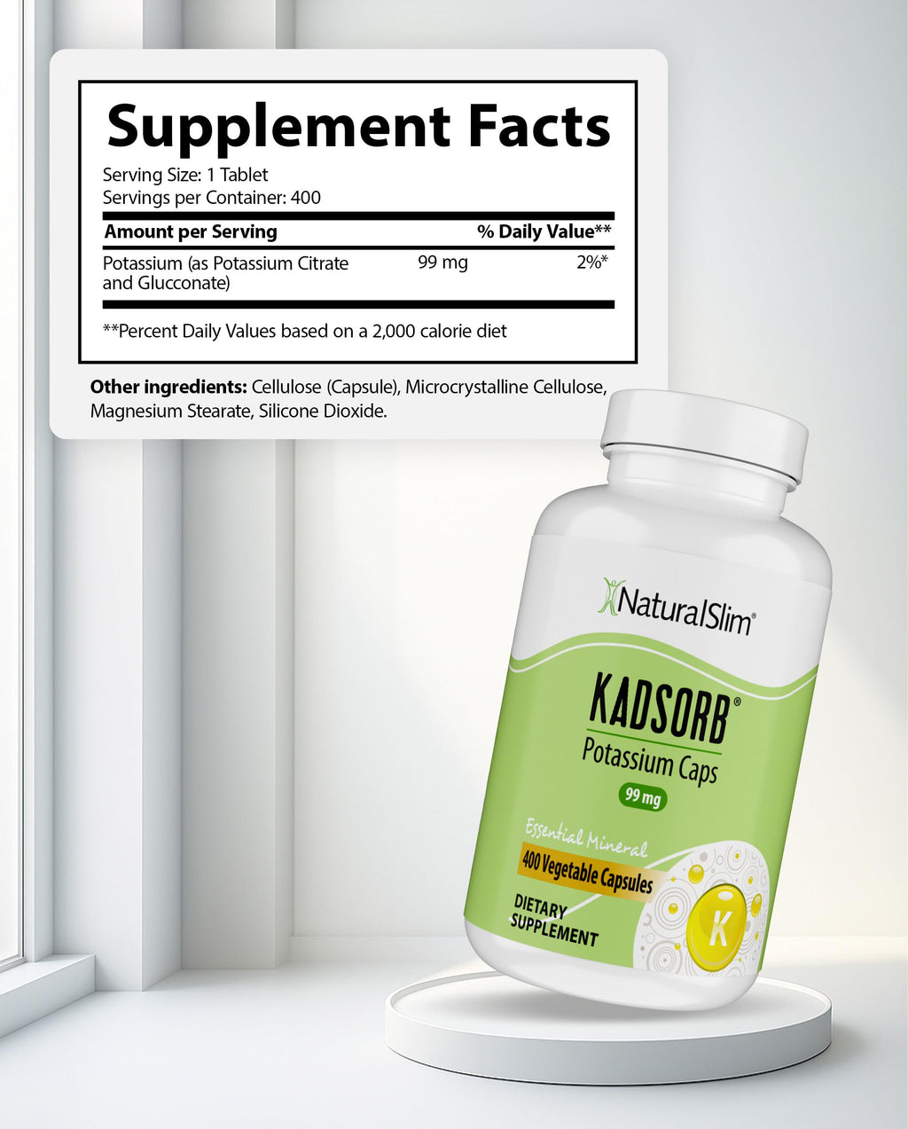 Absorbable potassium for electrolyte health