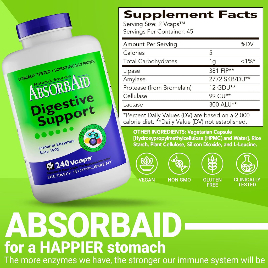 AbsorbAid digestive enzymes support nutrient absorption
