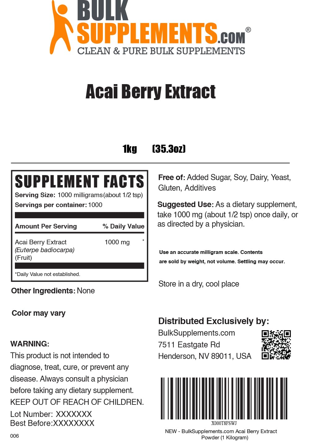 Acai berry extract for daily nutrition