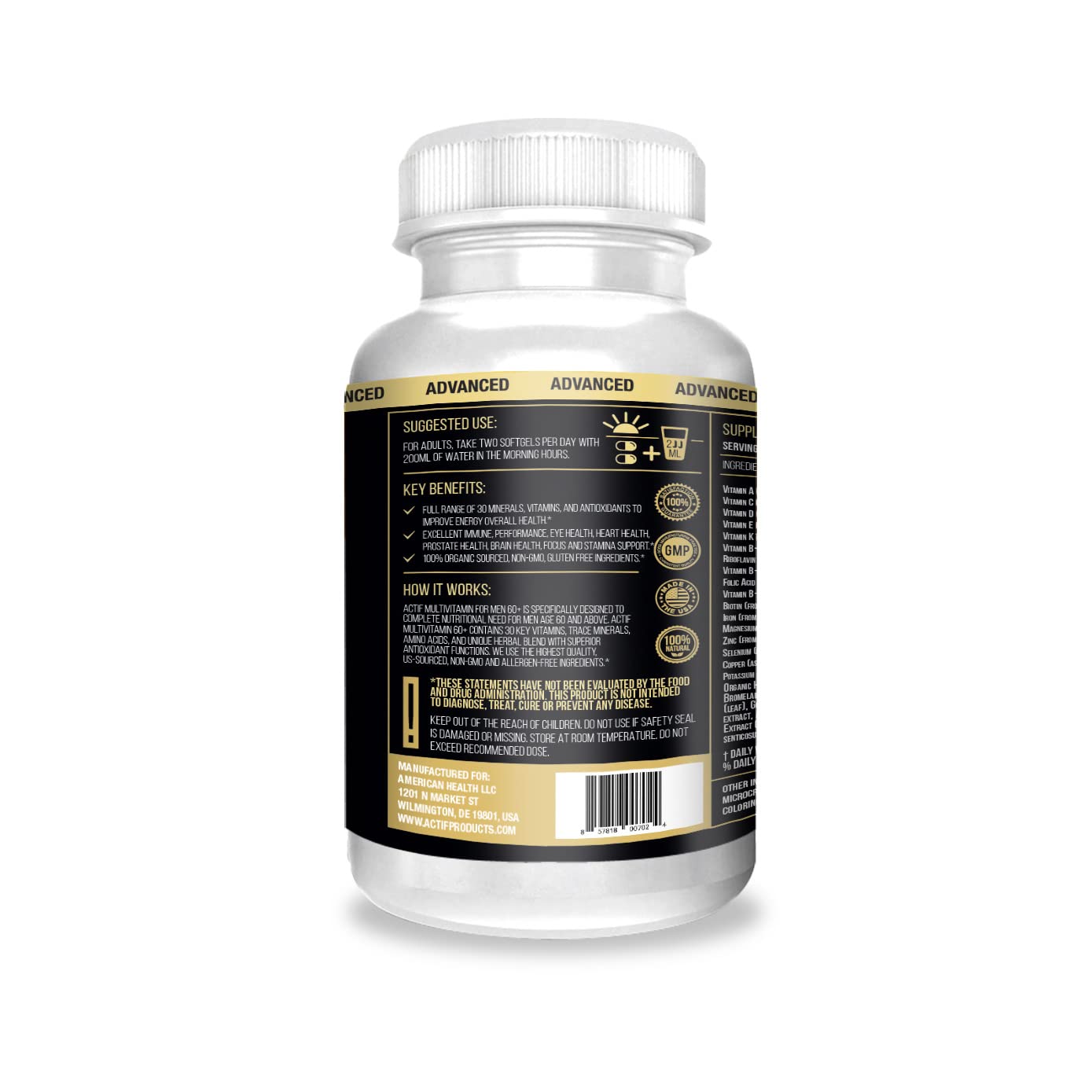 Actif multivitamin for men 60+ daily energy support