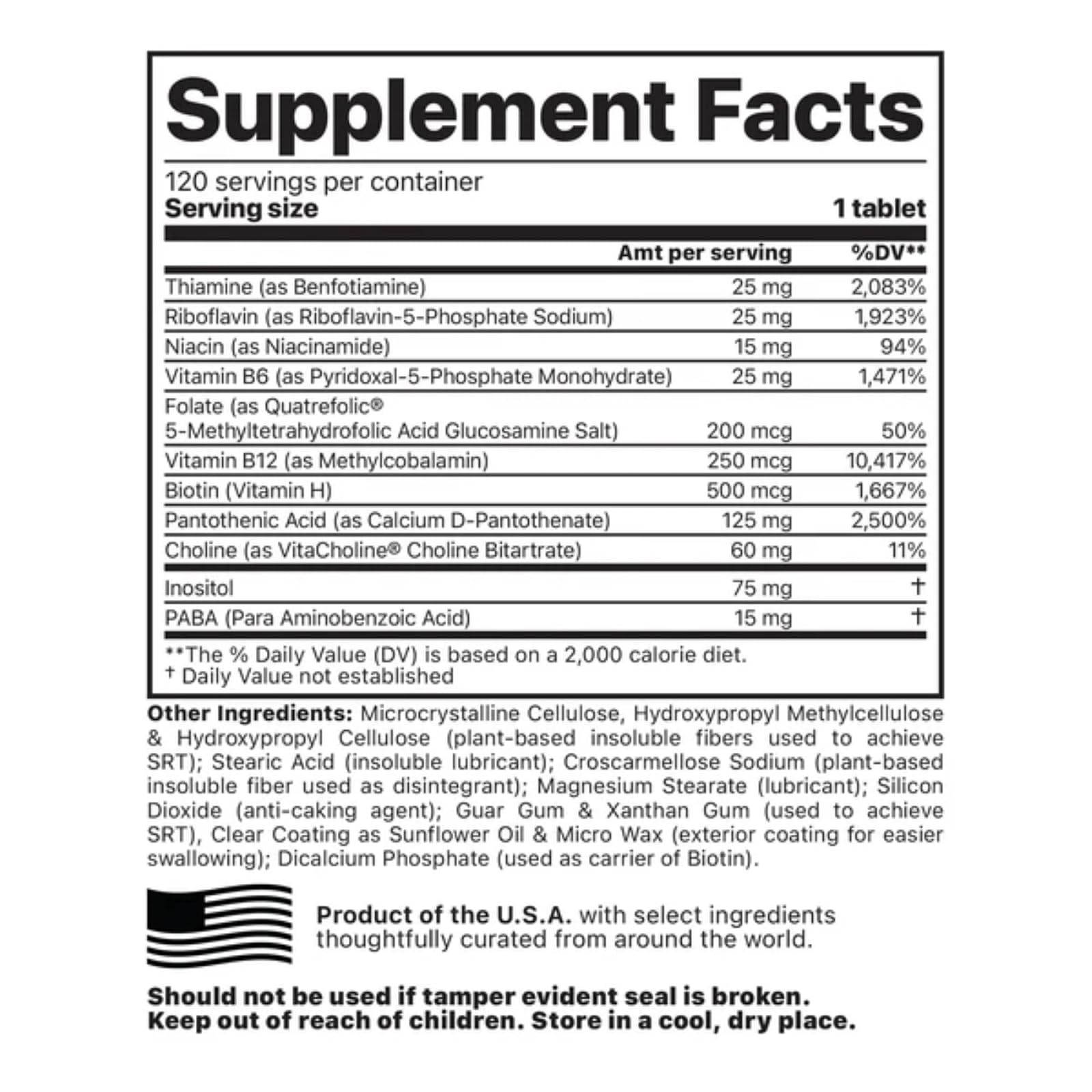 Activated B vitamin b complex formula