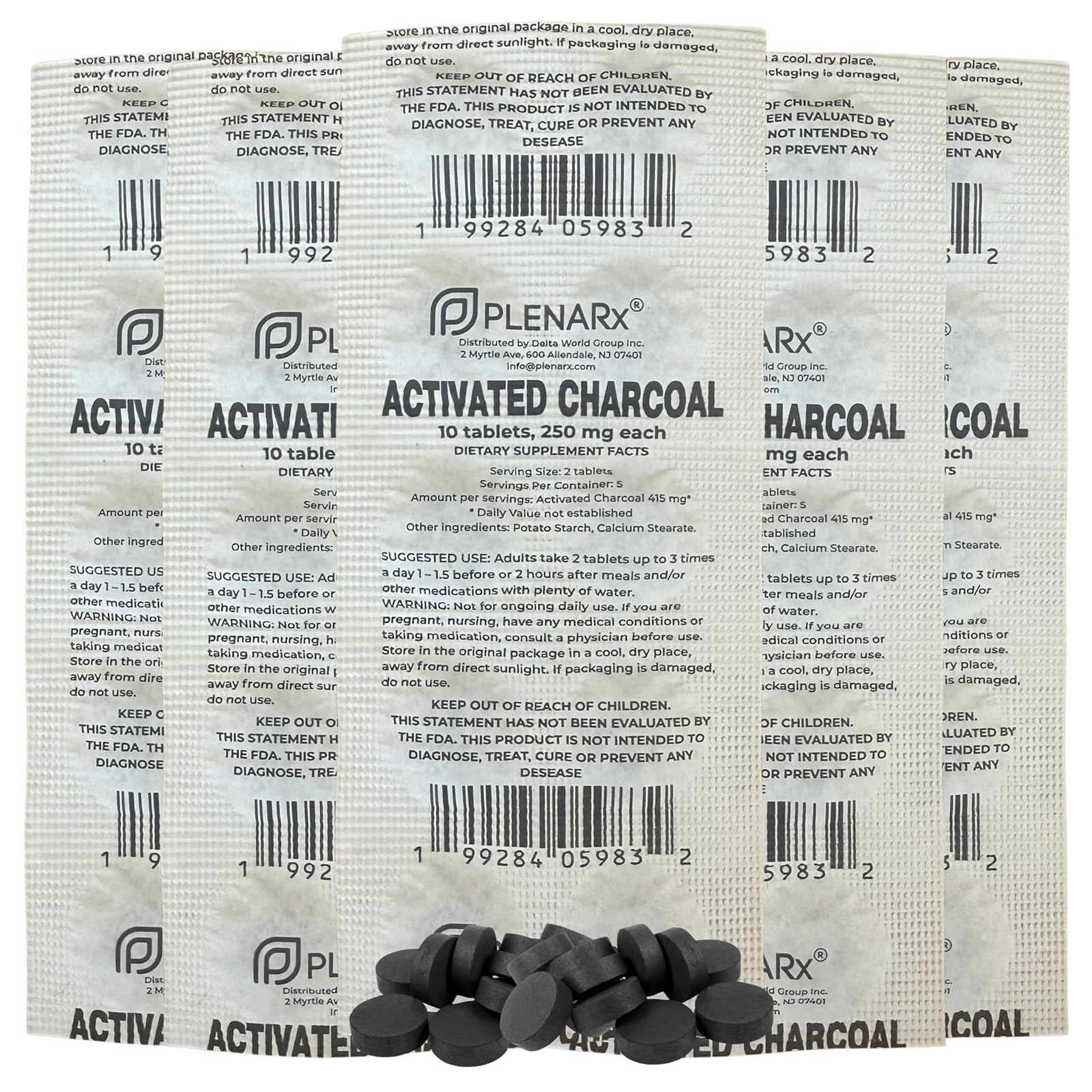 Activated charcoal digestive support tablets