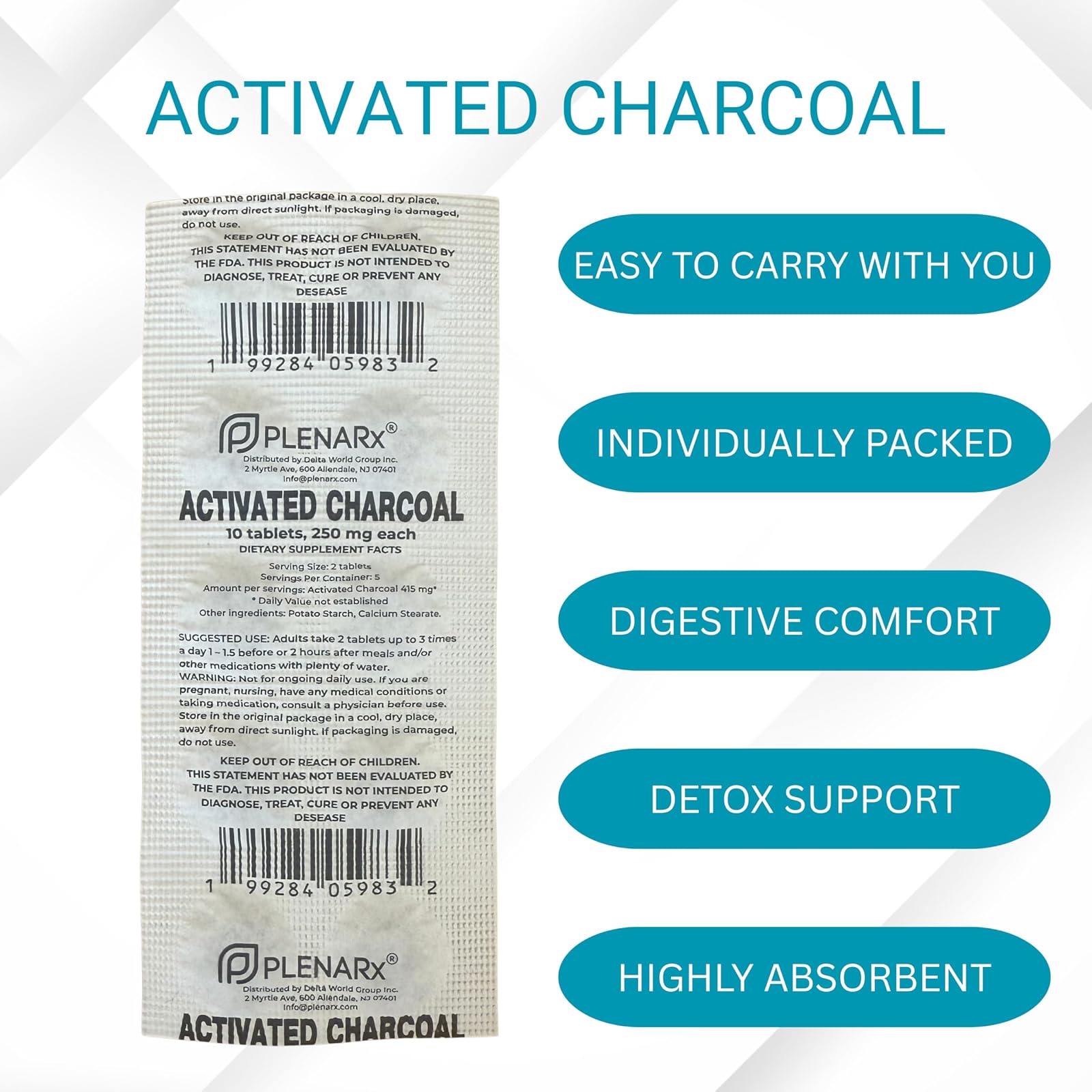 Activated charcoal for occasional gas relief
