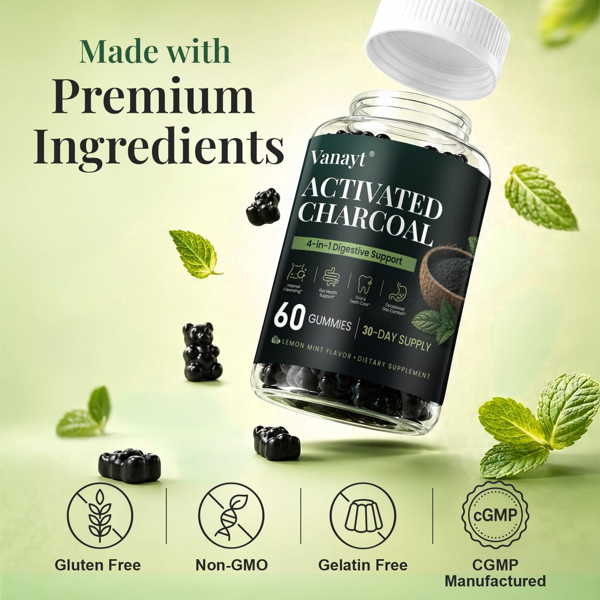 Activated charcoal gummies for daily detox
