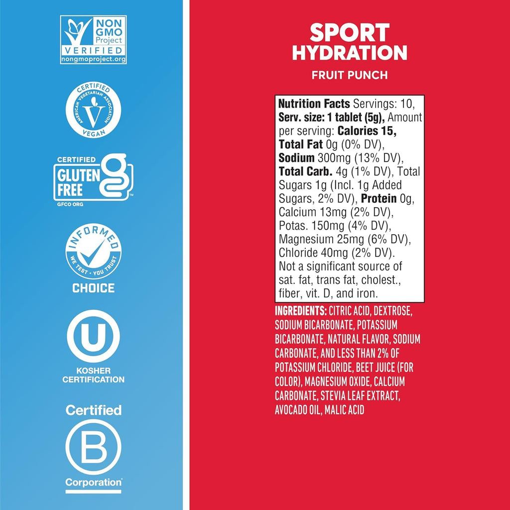 Active fruit punch electrolyte tablets