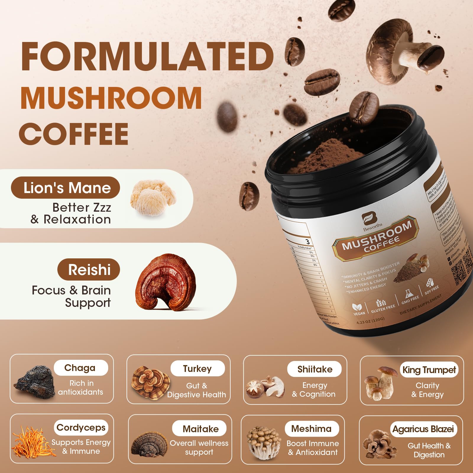 adaptogenic mushroom coffee benefits
