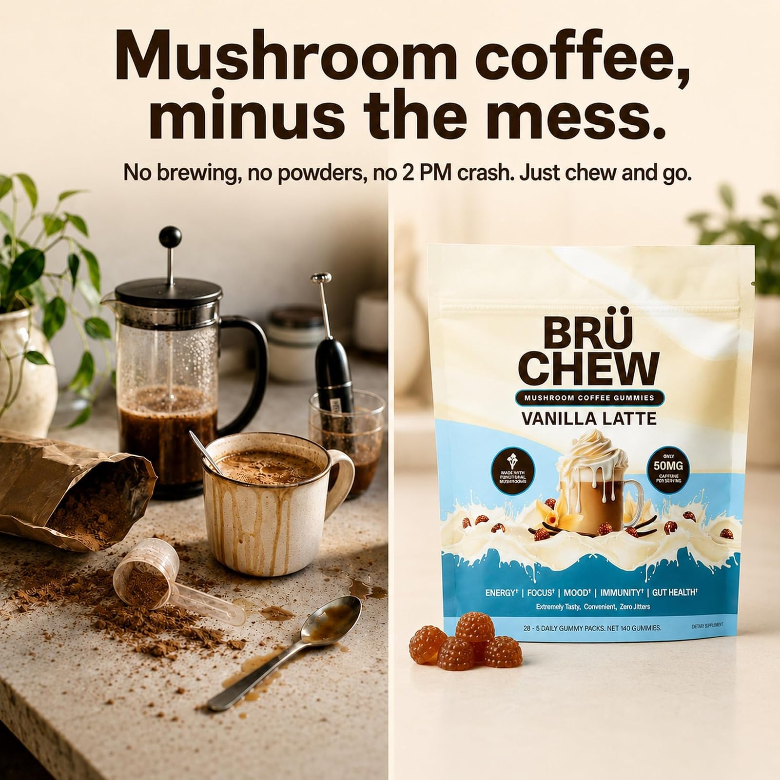 Adaptogenic mushroom coffee chews