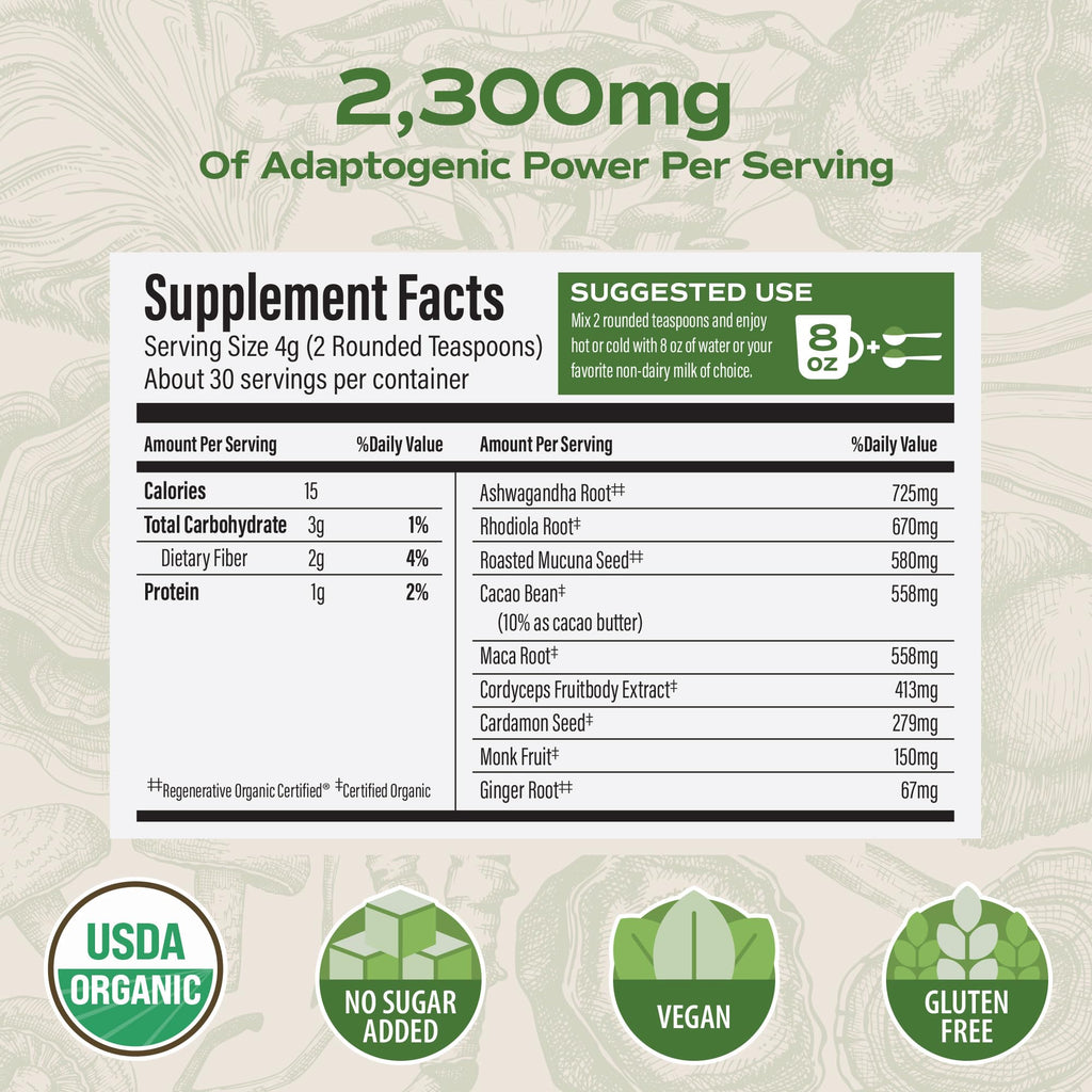 Adaptogenic mushroom powder for stress relief