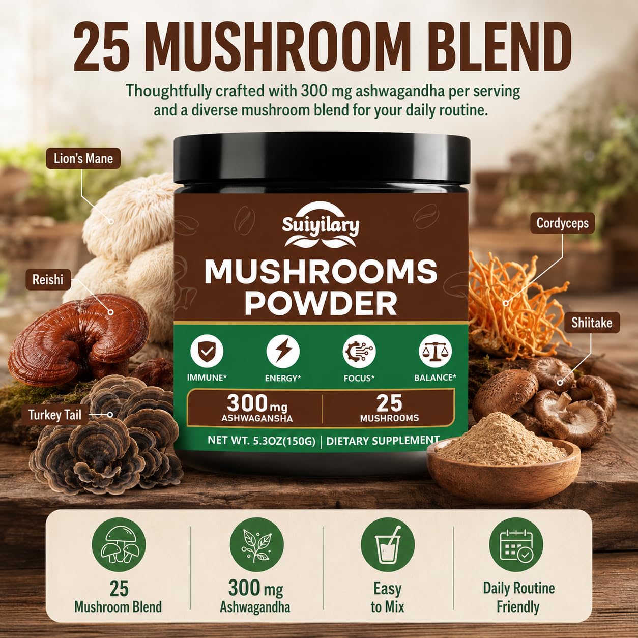 adaptogenic mushroom powder for wellness