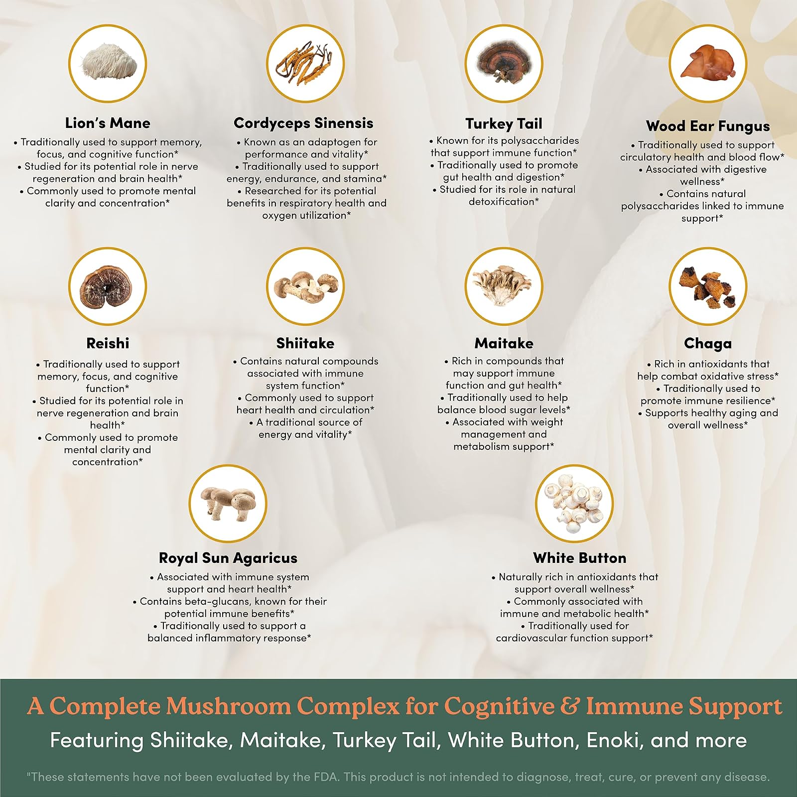 Adaptogenic mushrooms for wellness