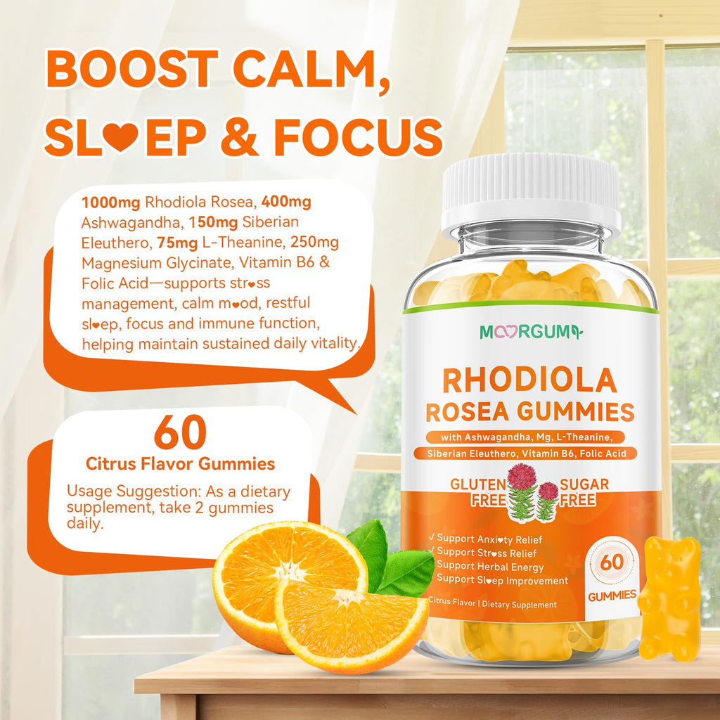 Adaptogenic Rhodiola Rosea gummies for wellness