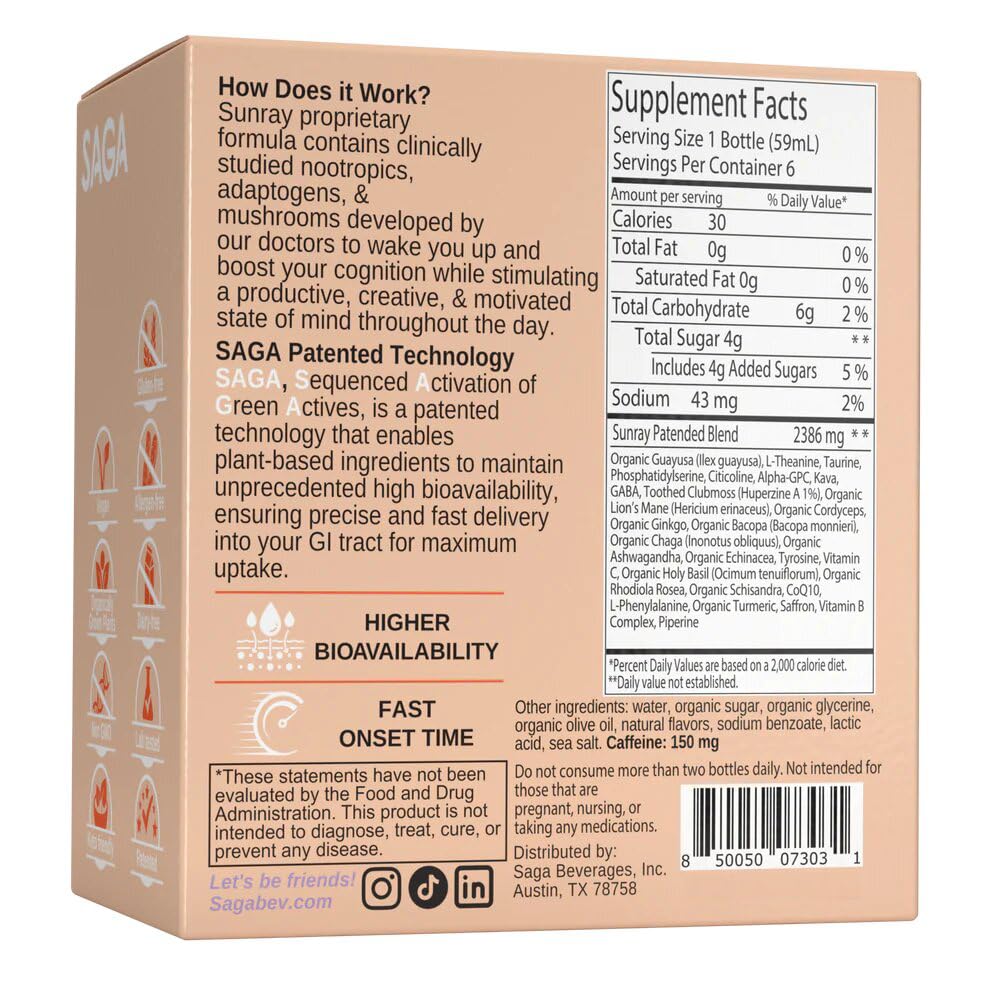 Adaptogens in SAGA mushroom shots