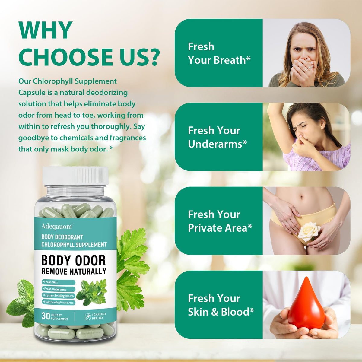 Adeqauom chlorophyll for skin health