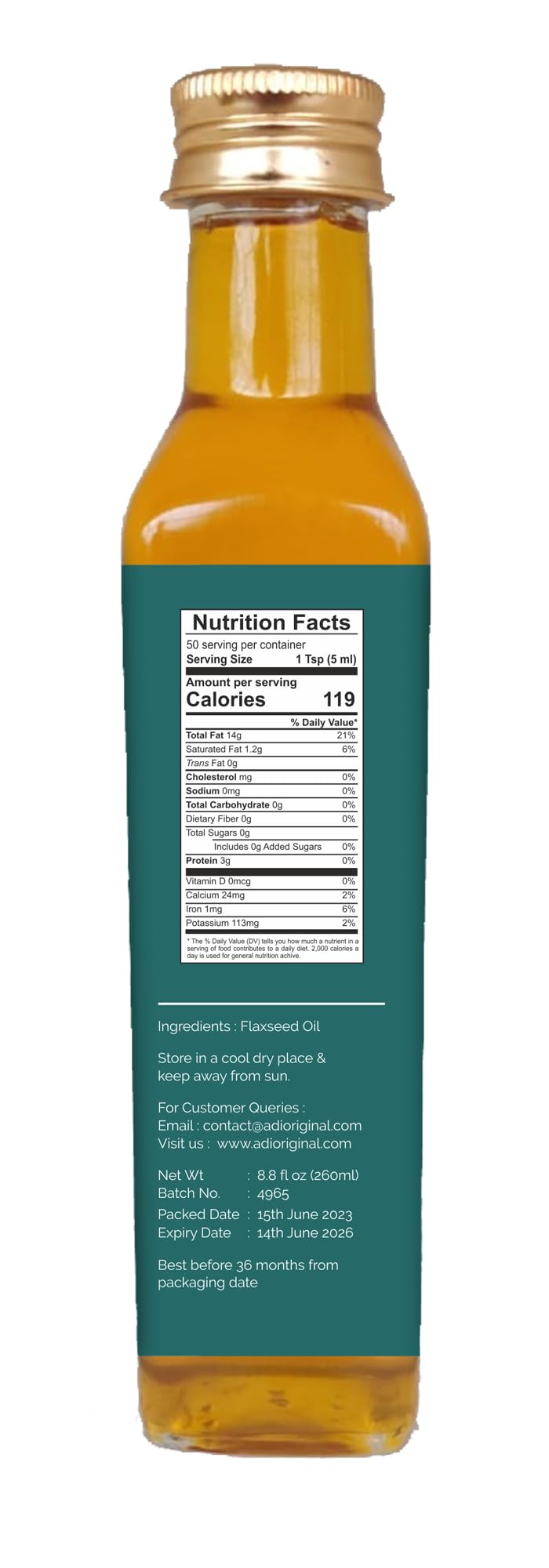 ADI flax seed oil for smoothies