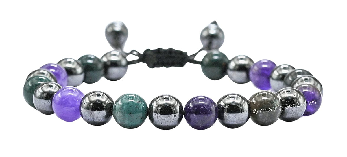 adjustable bloodstone amethyst bracelet set