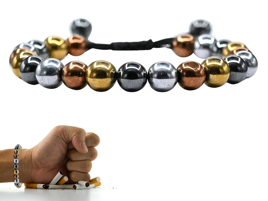 Adjustable hematite bracelet set for wellness
