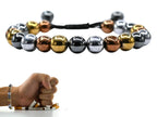 Adjustable hematite bracelet set for wellness