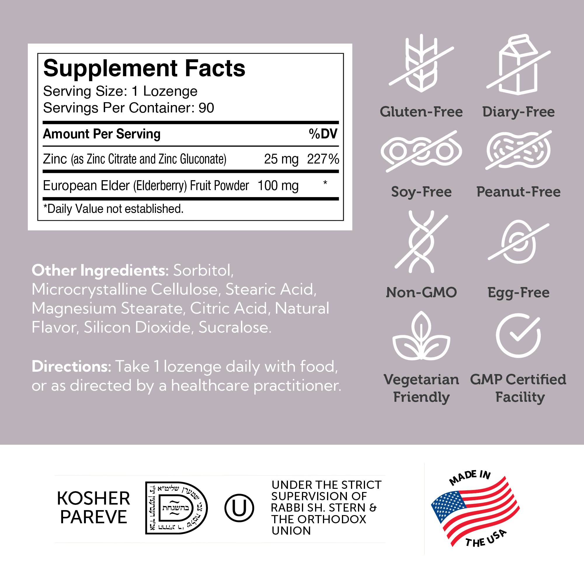 adult zinc lozenges with sambucus