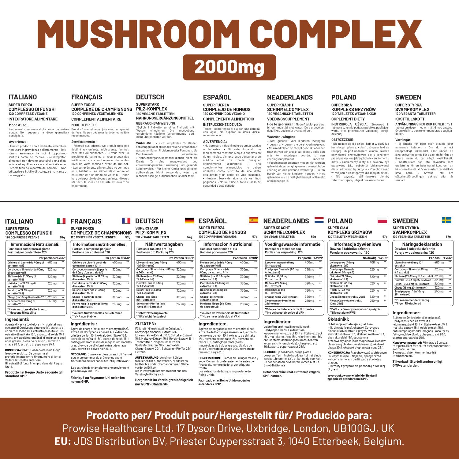 Advanced Mushroom Complex vegan tablets