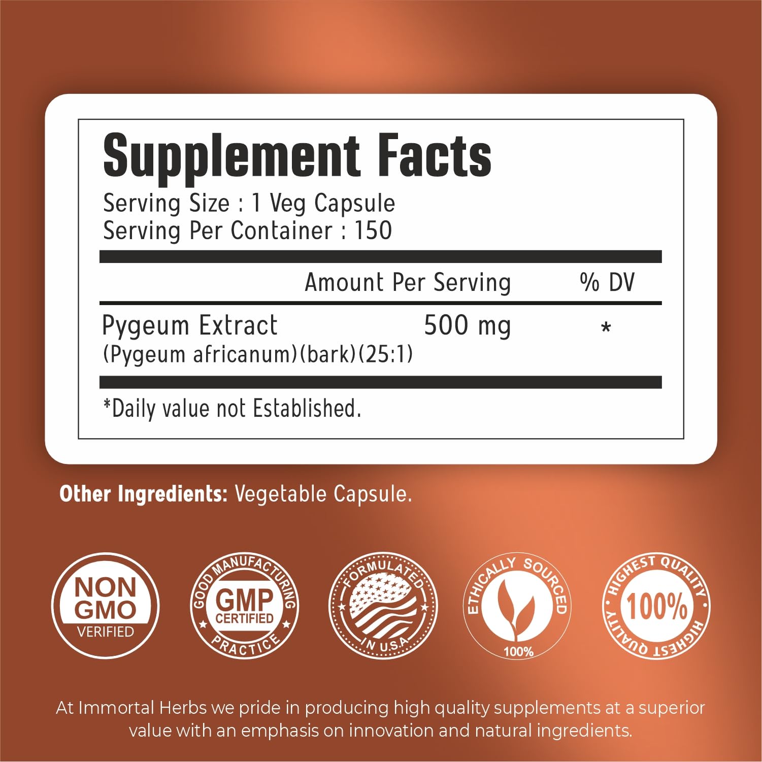 Africanum pygeum capsules for wellness