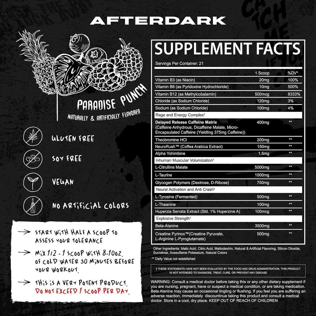 AFTERDARK pre-workout powder 30 servings