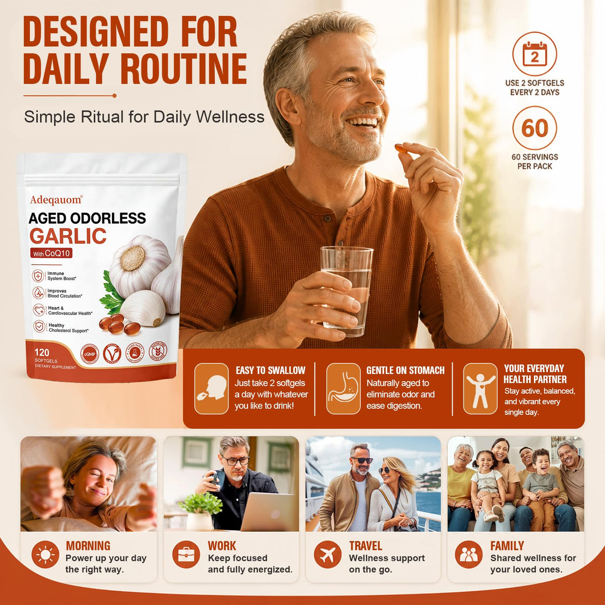 Aged garlic extract promotes wellness