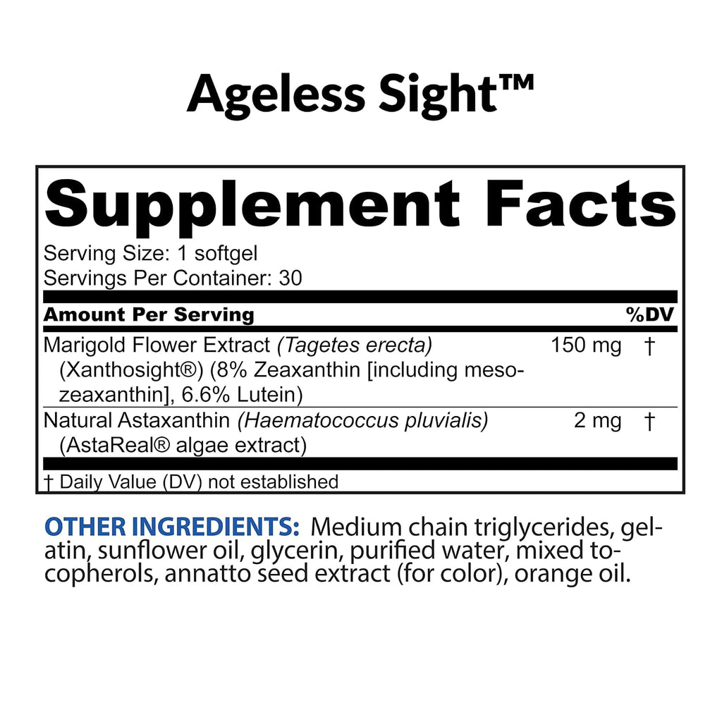 Ageless Sight vitamins for optimal eye function