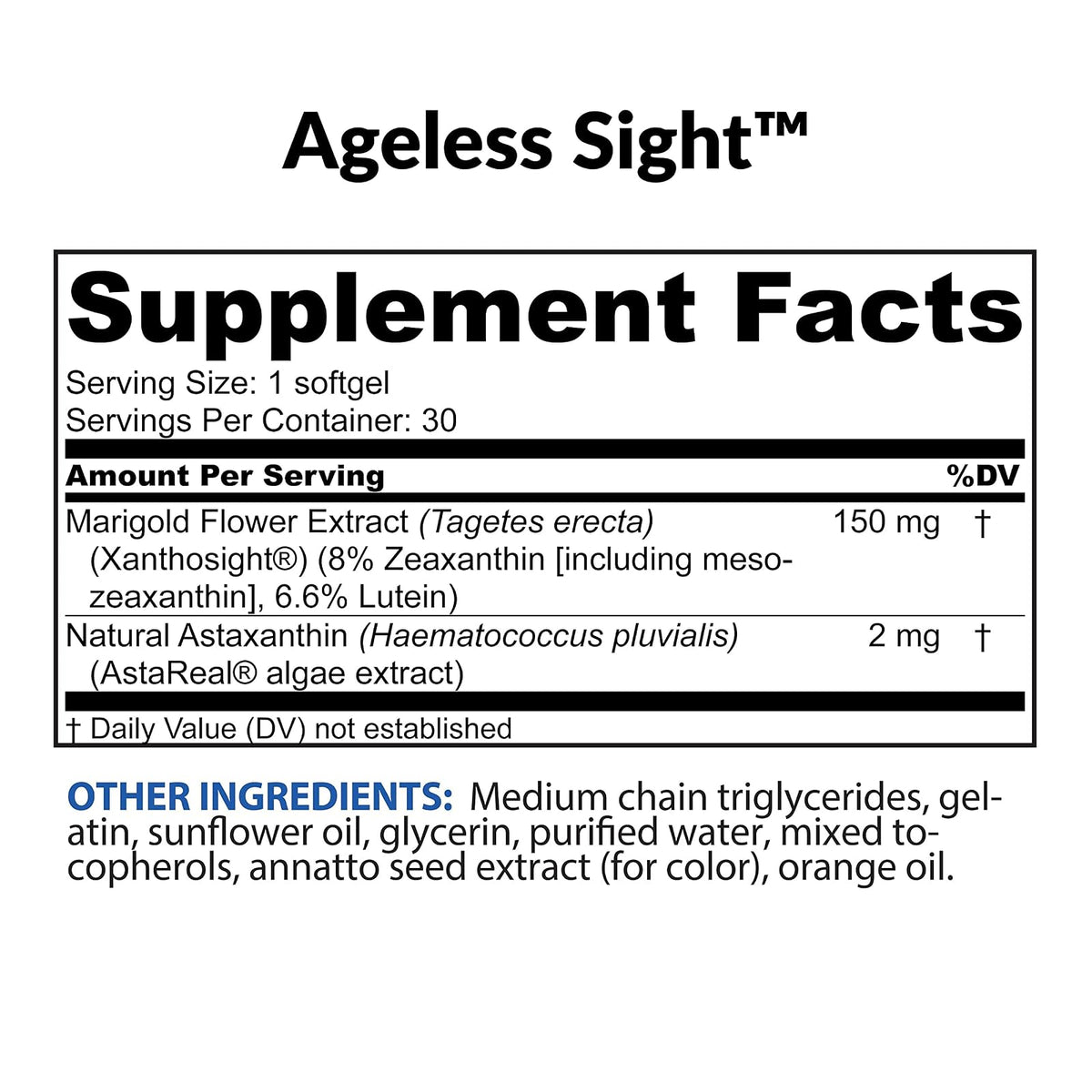 Ageless Sight vitamins for optimal eye function