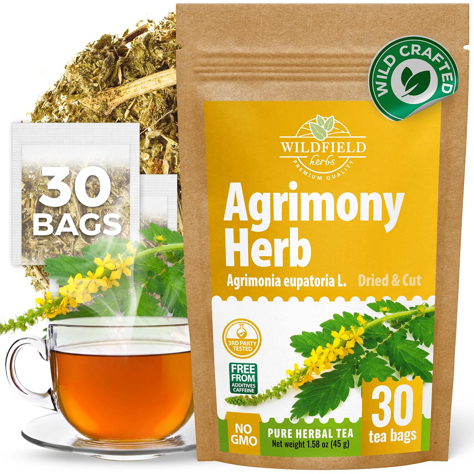 Agrimony herbal tea bags for relaxation