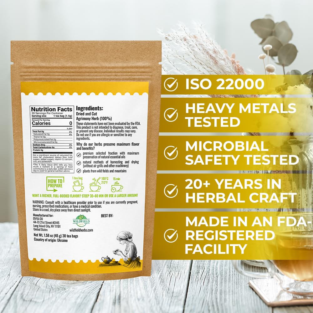 Agrimony tea bags for calming effects