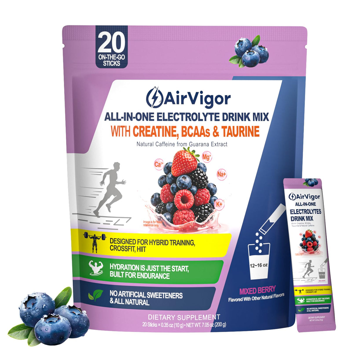AirVigor electrolyte drink mix packets