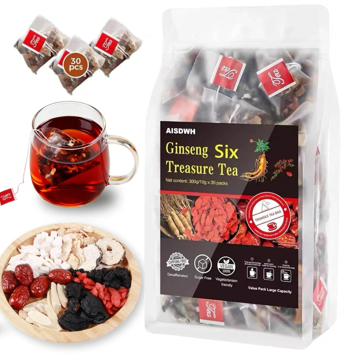 AISDWH Ginseng Six Treasure Tea benefits