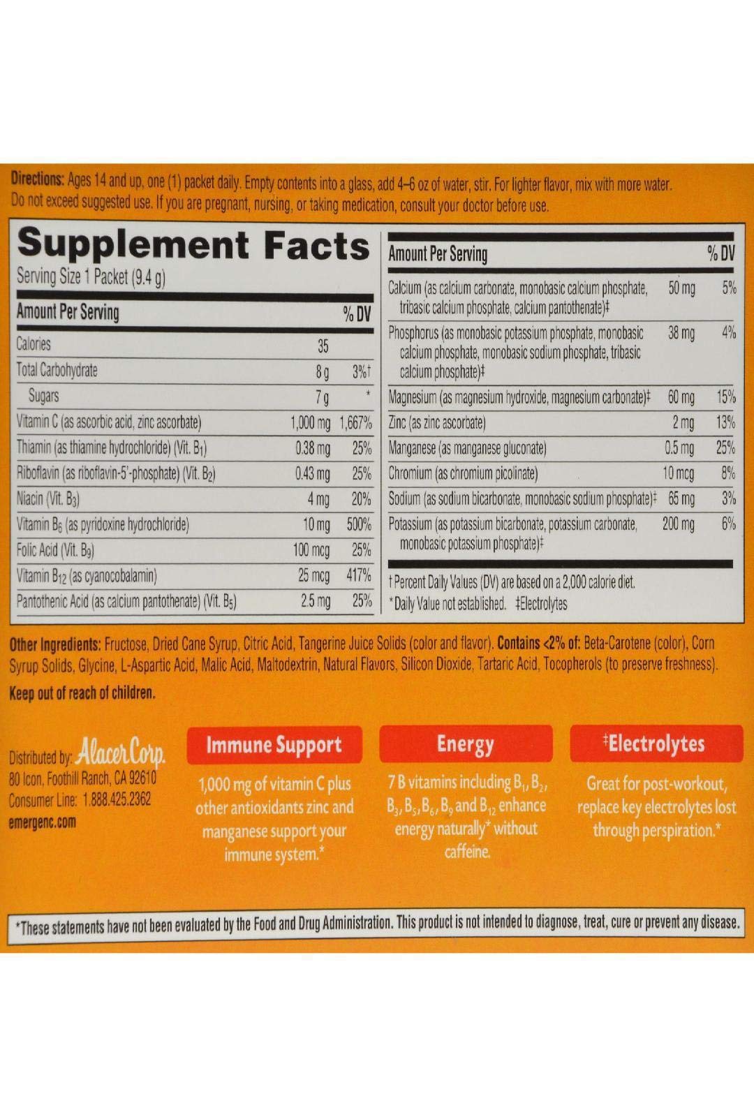 Alacer Emergen vitamin c benefits