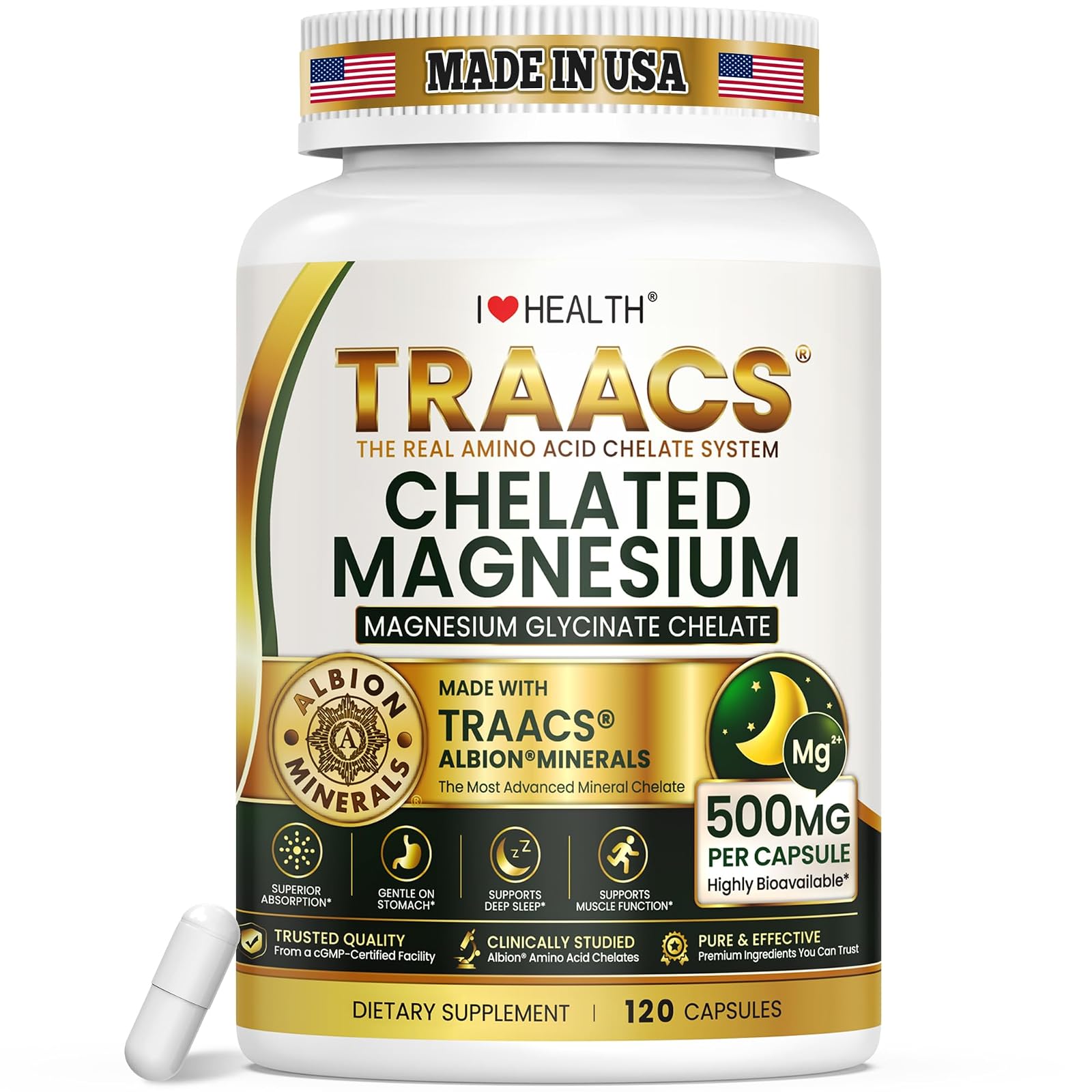 Albion Magnesium Glycinate 500 mg capsules