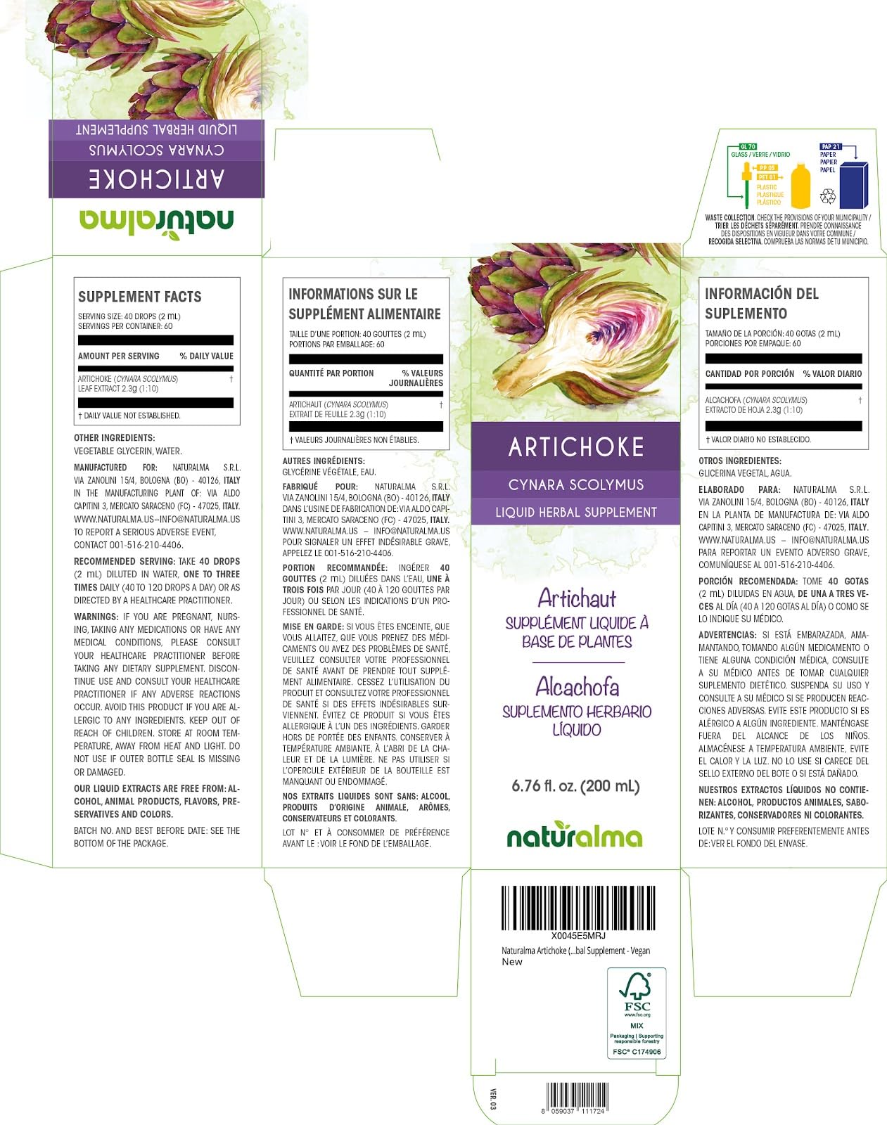 alcohol-free artichoke extract drops