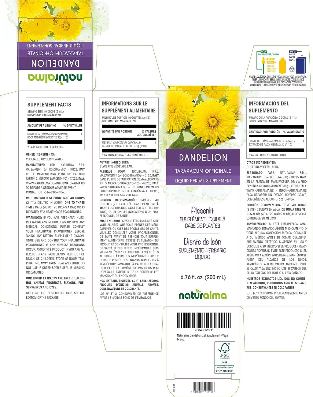 alcohol-free dandelion herb extract