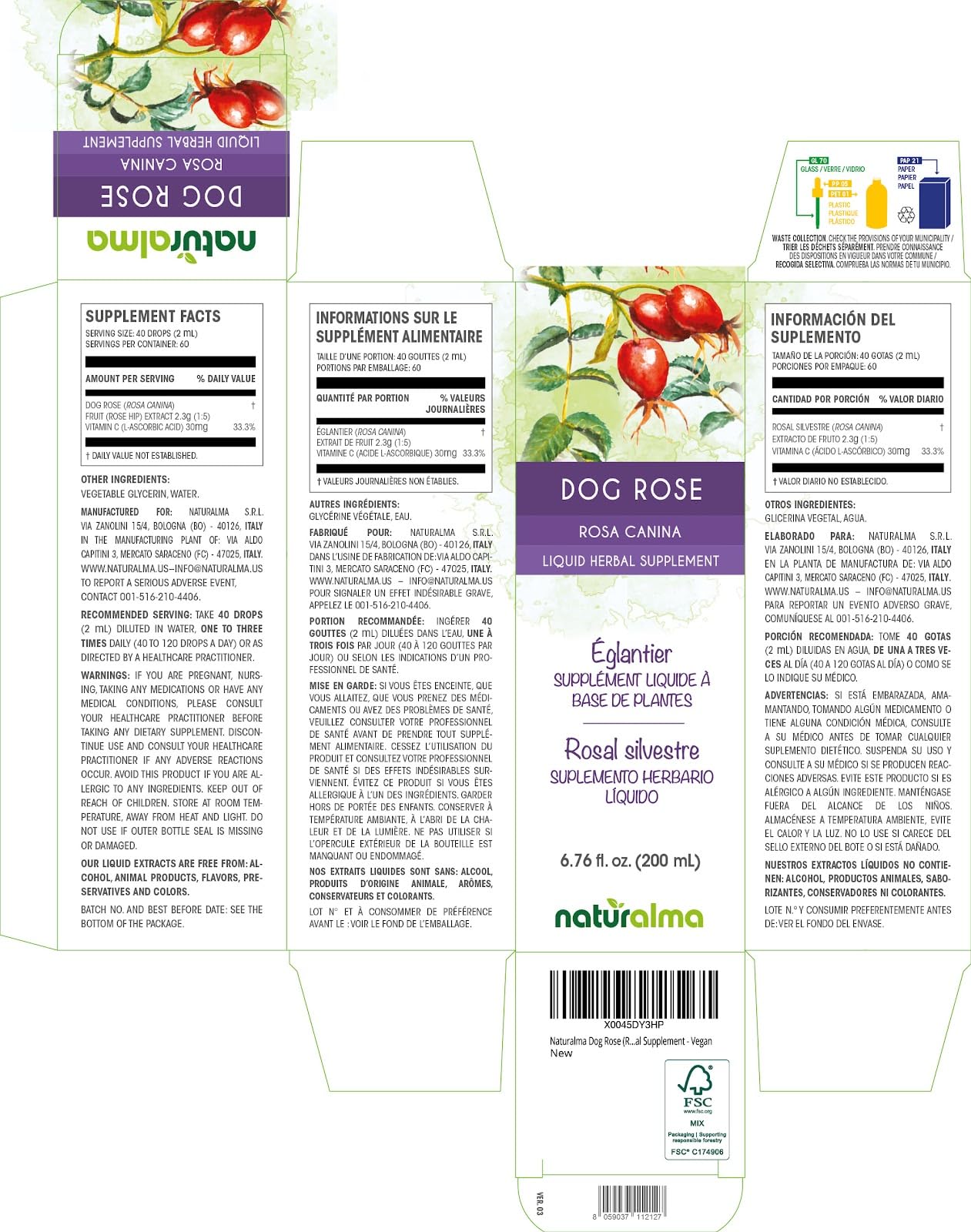 Alcohol-free dog rose extract