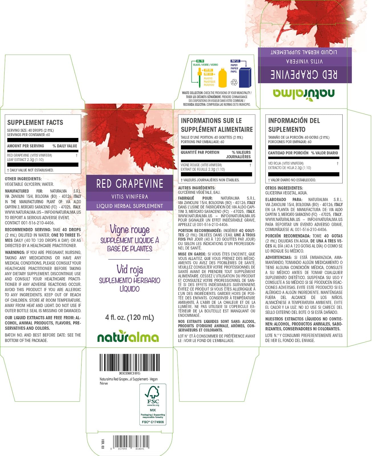 Alcohol-free grapevine leaf drops