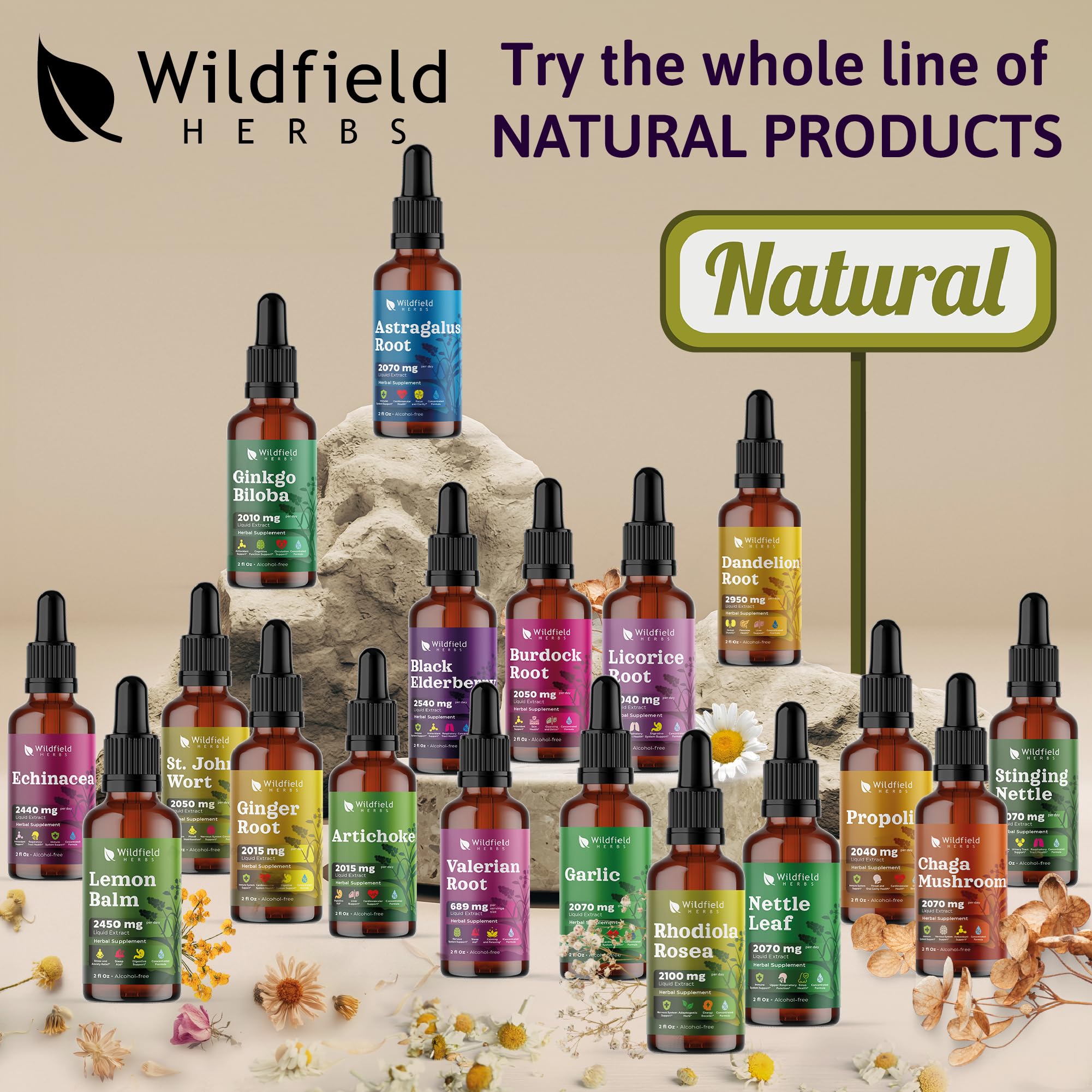 Alcohol-free herbal drops for purity