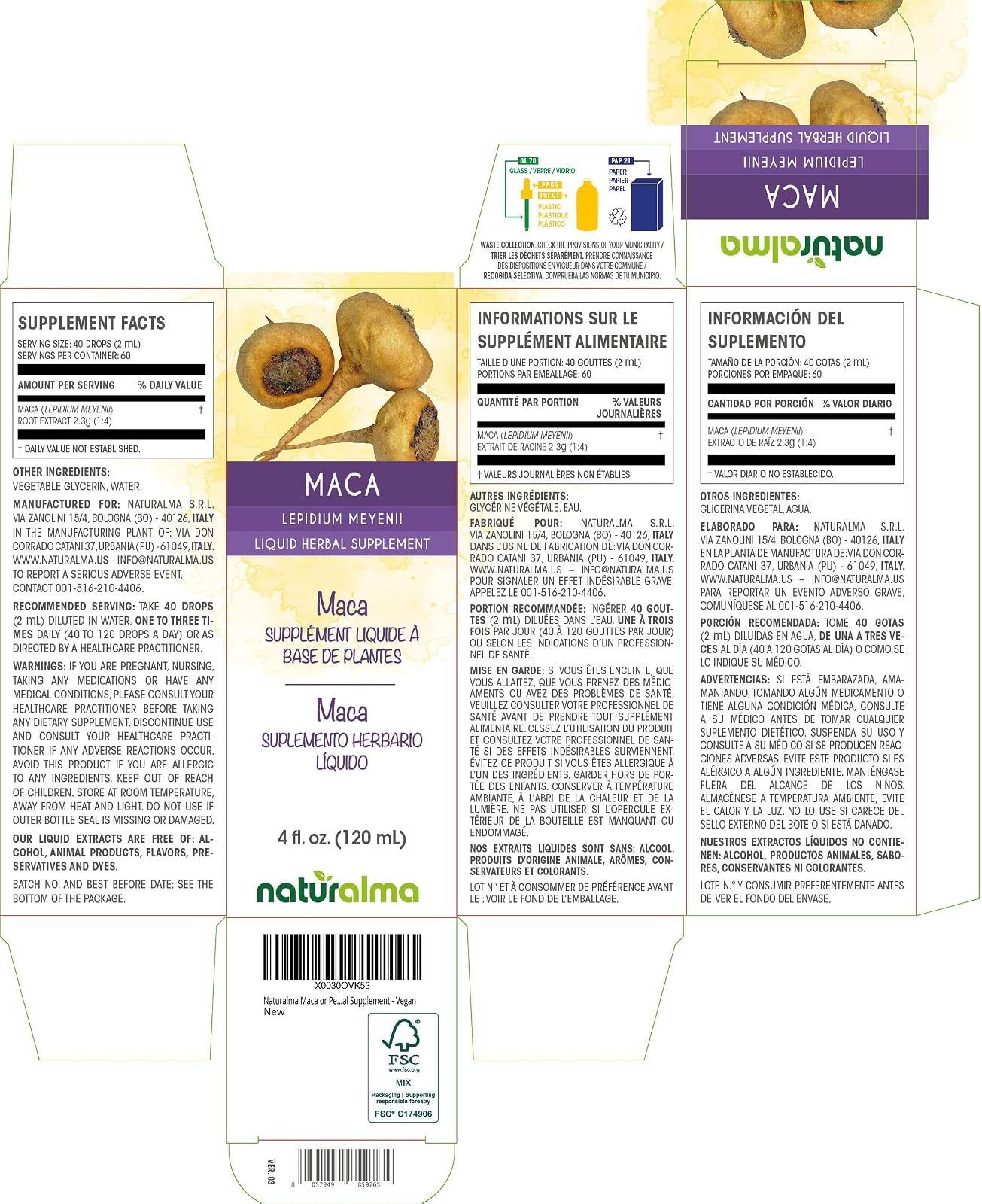 Alcohol-free Maca Root extract