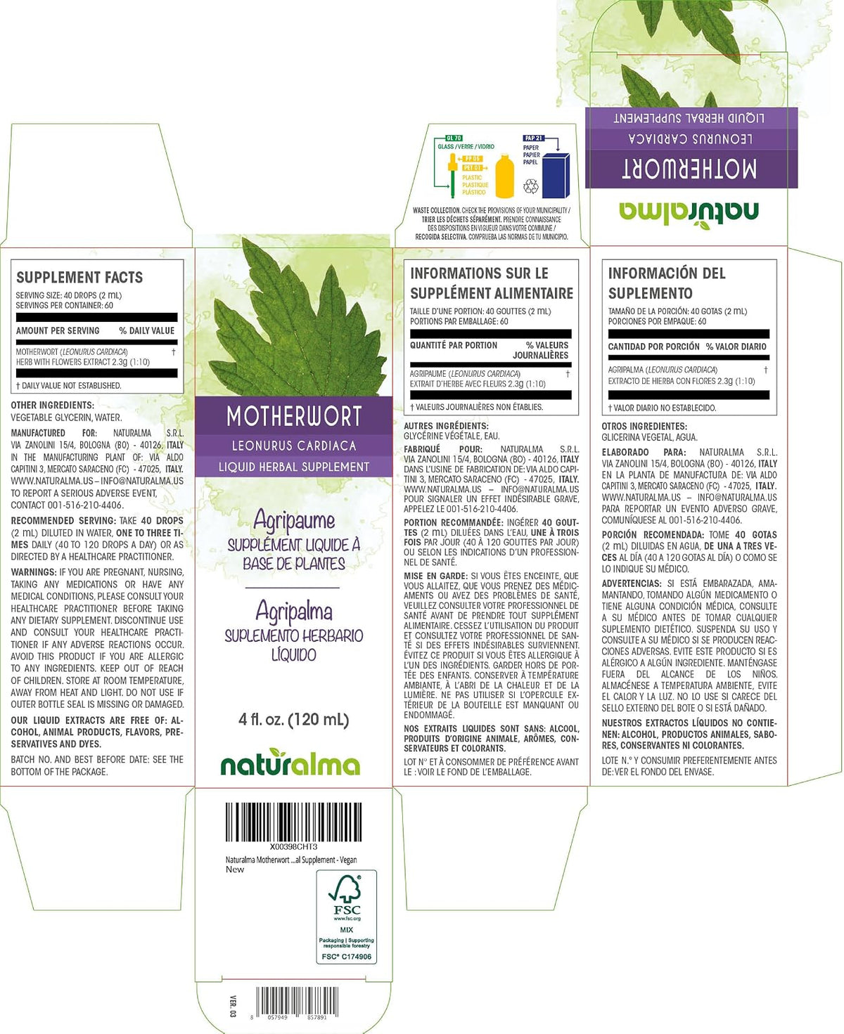 alcohol-free motherwort liquid extract for wellness