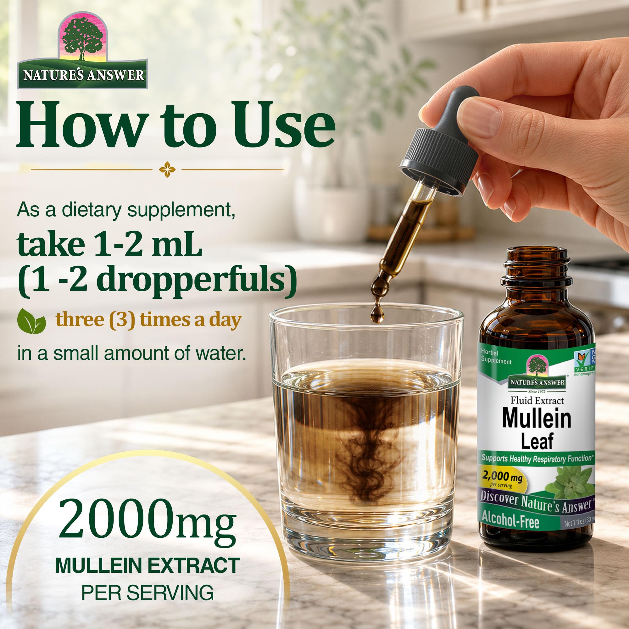 alcohol-free mullein leaf for health