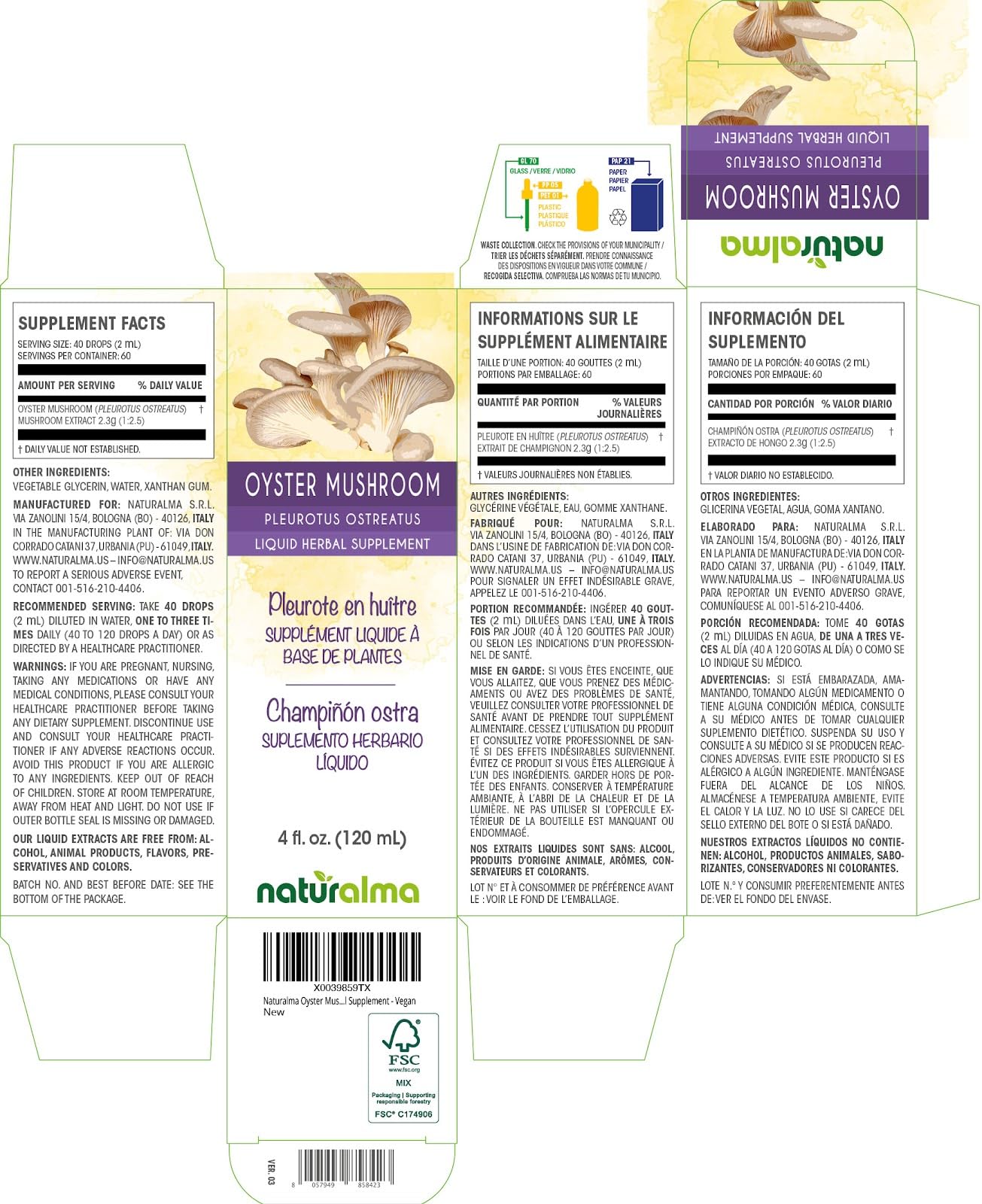 Alcohol-free mushroom extract for health